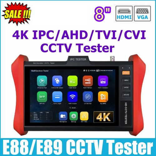 8" IPC Tester Monitor 8MP AHD/TVI/CVI CCTV Camera Tester HDMI & VGA ...