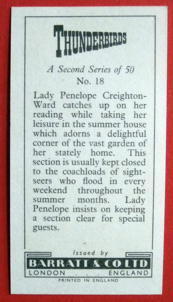 THUNDERBIRDS - Card #18 - Lady Penelope in the Summer House - Barratt ...