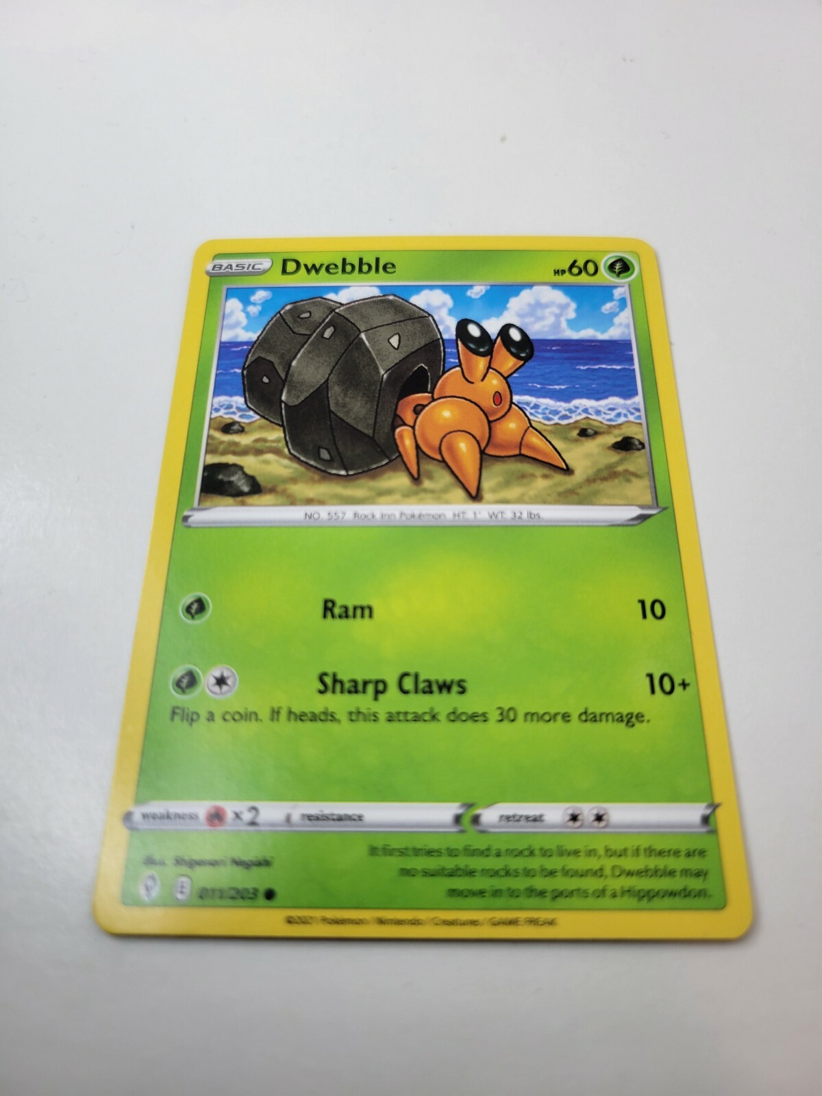 Pokémon TCG Dwebble Evolving Skies 011/203 Regular Common for sale ...
