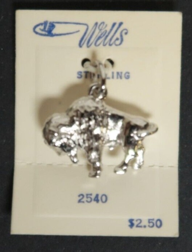 Wells Sterling Silver Buffalo Bison #2540 VTG Charm Jewelry Bracelet or ...