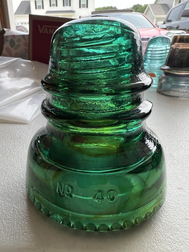 GREEN AMBER SWIRL MULTI TONE GLASS CD 152 HEMINGRAY No 40 GLASS ...