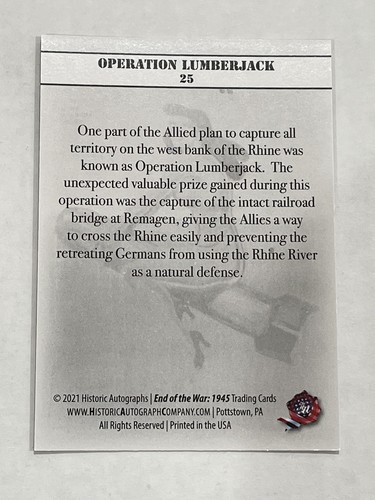 2021 Historic Autographs 1945 The End of WWII #25 - Operation ...