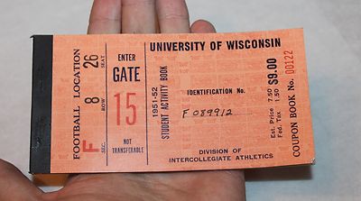 vtg 1950s University of Wisconsin Badger Football Ticket Book, Stubs ...