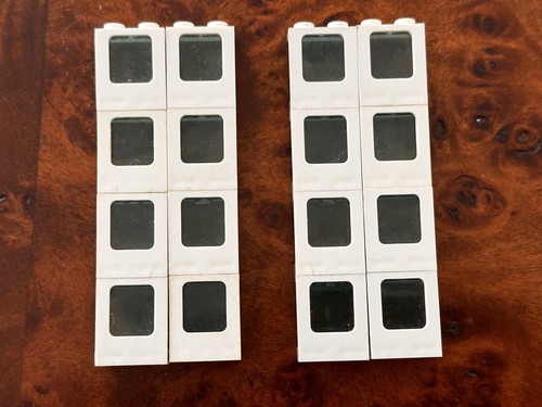 LEGO Windows 8x (1x4x2), Plane Single Glass Window White Trans Blue ...