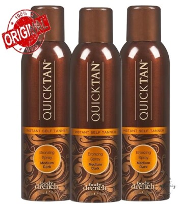 3 X Body Drench Quicktan Quick Tan Bronzing Spray Medium Dark Self ...