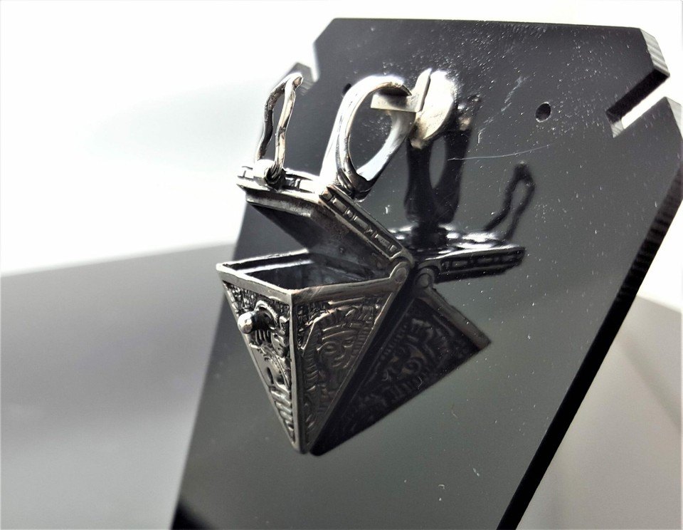 Egyptian Pyramid Locket Pendant STERLING SILVER 925 Anubis Great Sphinx ...
