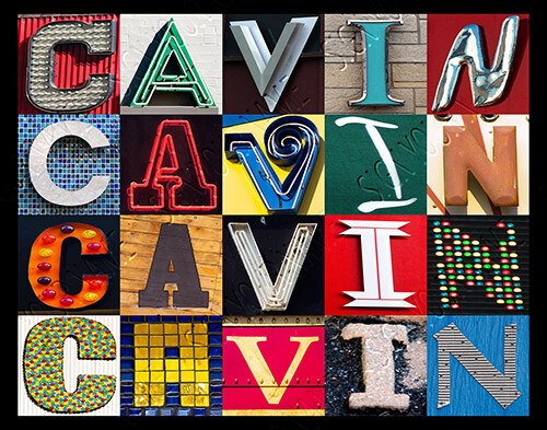 CAVIN Name Poster featuring photos of actual sign letters | eBay