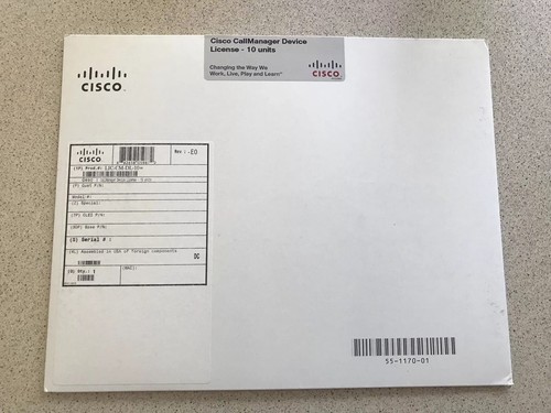 Cisco CallManager Device License 10 Units, New and Sealed. LIC-CM-DL-10 ...