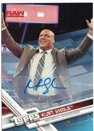 2017 TOPPS FLAGSHIP WWE KURT ANGLE AUTOGRAPH BLUE #ED /50 OLYMPIC GOLD ...