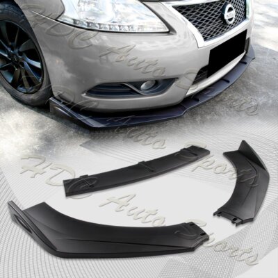 Universal Unpainted Black Front Bumper Protector Body Splitter Spoiler ...