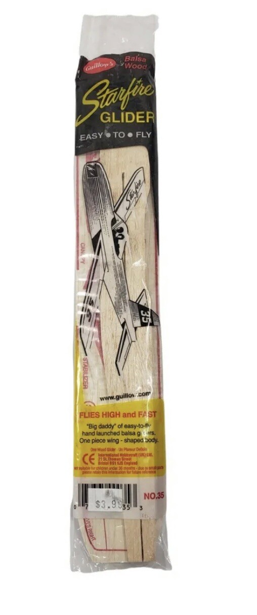Guillow’s Starfire Glider Balsa Wood Model Airplane Kit. New Unopened ...