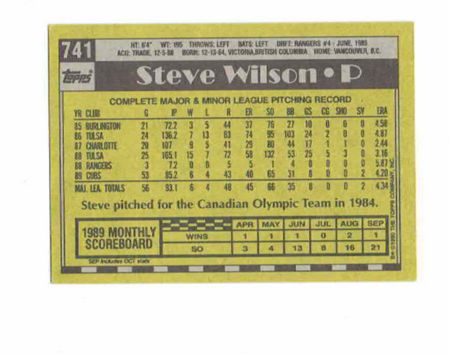 Steve Wilson Cubs Pitcher 741 Topps 1990 Baseball Card | eBay