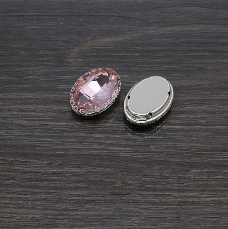 High-end Oval Color Glass Rhinestone Lace setting Sewing On Applique ...