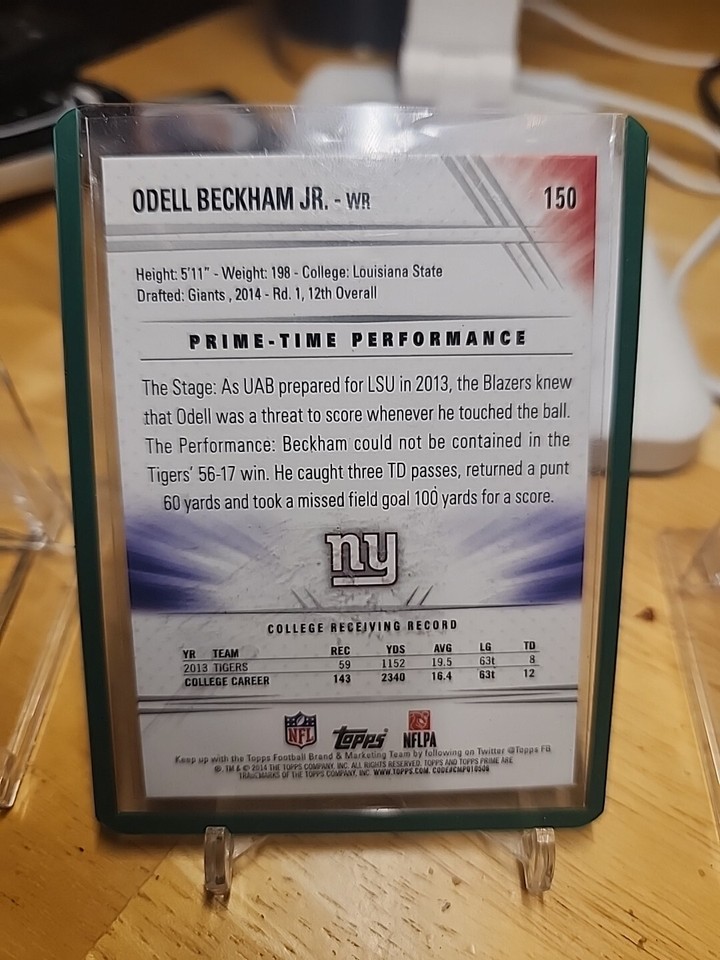 2014 TOPPS PRIME ODELL BECKHAM JR ROOKIE NEW YORK GIANTS #150 MINT | eBay
