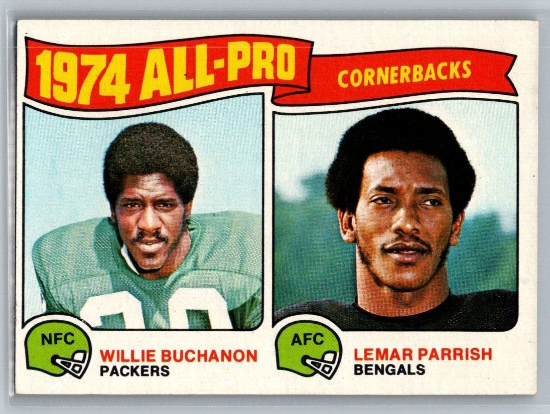 1975 Topps #221 1974 All-Pro Cornerbacks (Willie Buchanon / Lemar ...