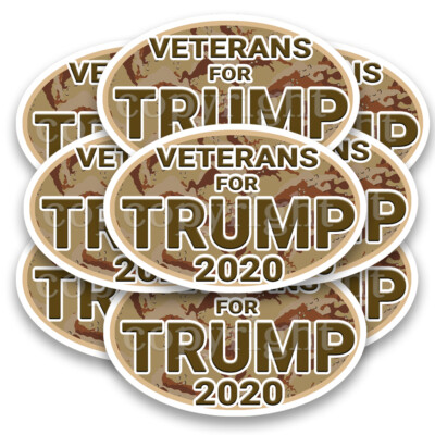 Veterans for Trump 2020 Bumper Stickers Oval Decals Desert Camo 5" 10 ...