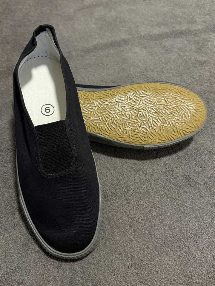 Black government issue black Slip-on Plimsolls plimsoles Adult Size 9 ...