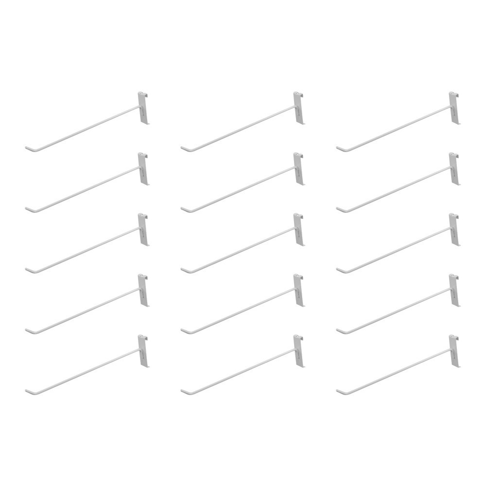 Set Of 15 Pieces 12 Inch Length Gloss White Metal Wire Gridwall Hooks ...