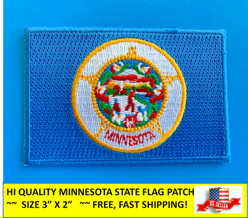 MINNESOTA STATE FLAG EMBROIDERED PATCH IRON-ON OR SEW-ON HI-QLTY (3 x 2 ...