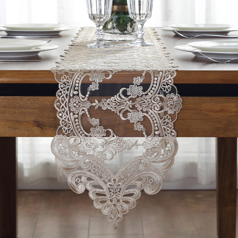 Dark Sheer Embroidered Table Runners Manor Luxe 80 In. X 80 In.