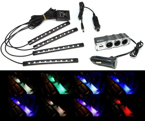LED RGB Multicolore Léger Bande Intérieur Sous Voiture Siège Dash Mise ...