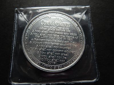 x1 Ten (10) Commandments Coin Minted (US Silver Dollar Size) 39mm UNC ...