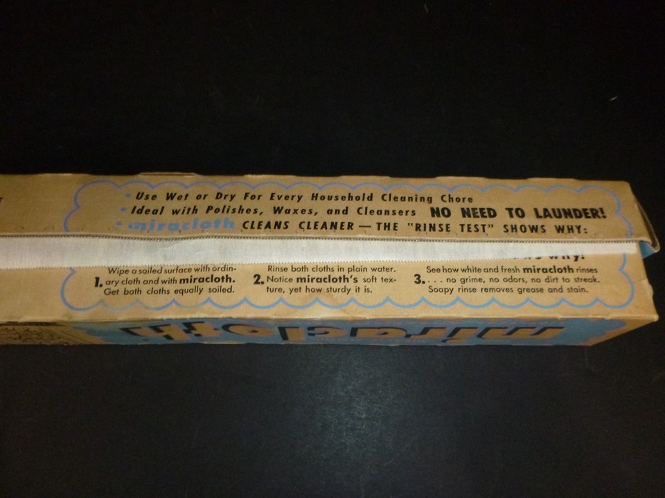 Vtg 50s Miracloth in Cardboard Dispenser Partial Roll Reusable Cleaning ...