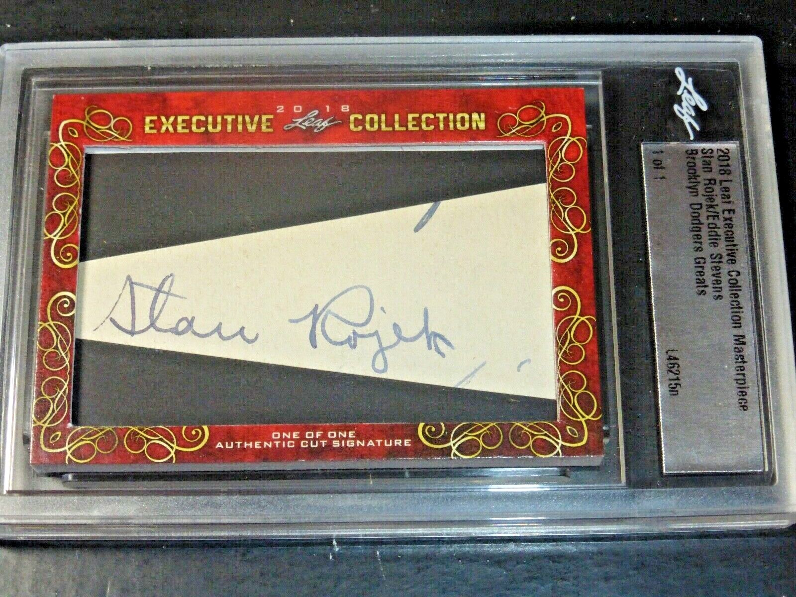 2018 LEAF STAN ROJEK~EDDIE STEVENS DODGERS AUTO #1/1 CUT SIGNED ...