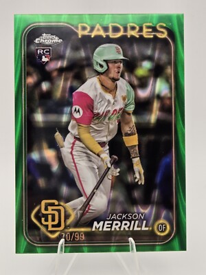 Jackson Merrill 2024 Topps Chrome Update Green Ray Wave /99 USC153 | eBay