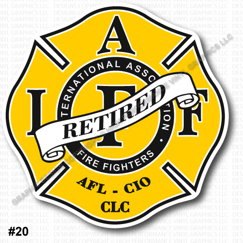 IAFF Firefighter HELMET Decal 2" RETIRED Sticker Yellow Black Wht ...