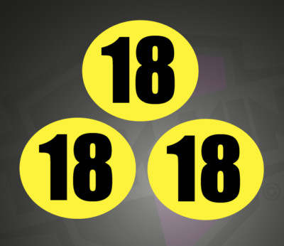 3 X Classic Yellow Oval Race Numbers - Vinyl Stickers/Decals Car ...
