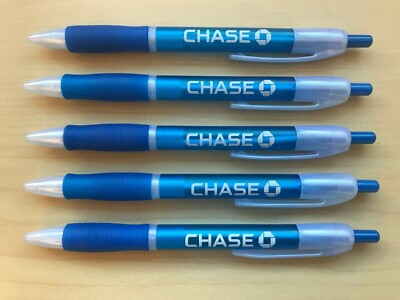 5 PENS CHASE BANK LOGO BALLPOINT PEN JP MORGAN MEMORABILIA BLACK COLOR ...