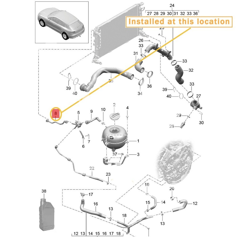 For Porsche Macan 14-18 Wear-resistant Engine Coolant Reservoir Hose ...