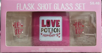 Love Potion Number 9 Flask Shot Glass Set- 1 Flask, 2 Shot Glasses | eBay