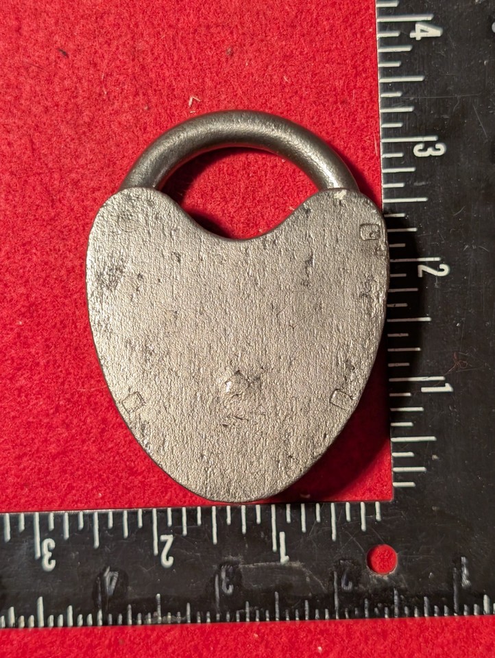 3" 1860s CIVIL WAR "D.M." IRON PADLOCK w/ KEY, VINTAGE ANTIQUE LOCK LOT ...