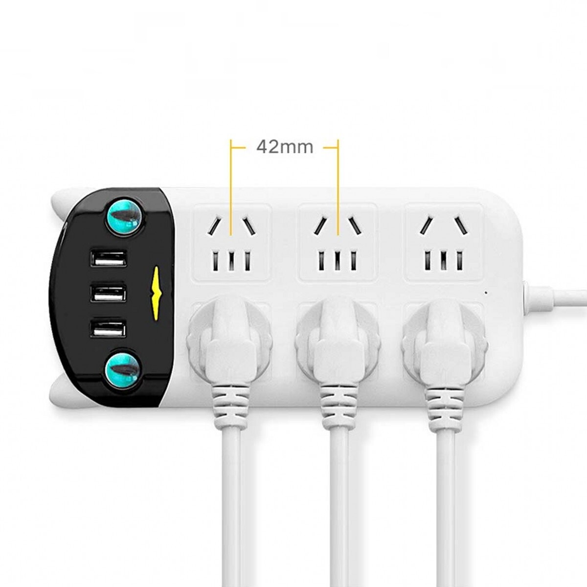 6 Way Outlets Board Socket Charger Ports Surge Protector USB Charging ...