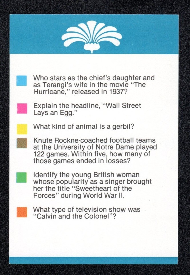 Knute Rockne Football Coach Vintage 1981 Trivia Game Card | eBay