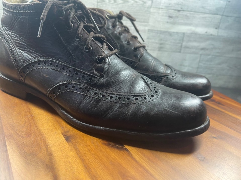 Frye Wingtip Chukka Boots Men 11.5D Shoes Brown Leather LaceUp Mid Top ...