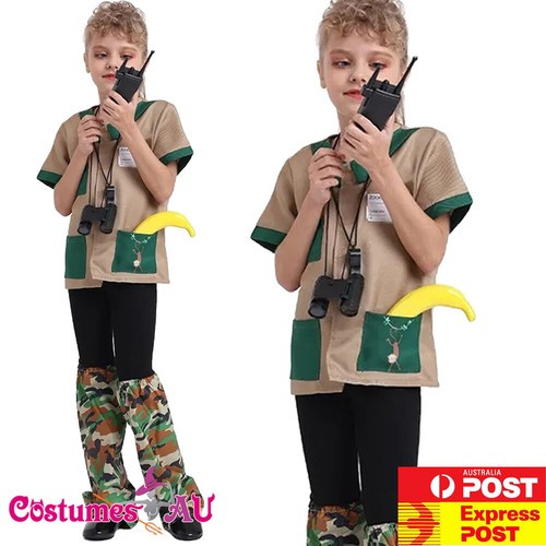 Child Zoo Keeper Costume Kids Boys Girls Park Ranger Animal Safari Suit ...