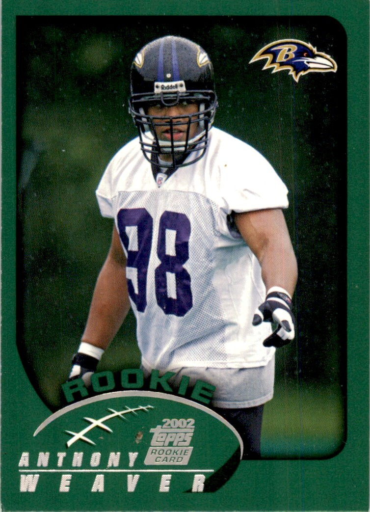 2002 Topps Anthony Weaver Rookie Baltimore Ravens #364 NFL Football ...