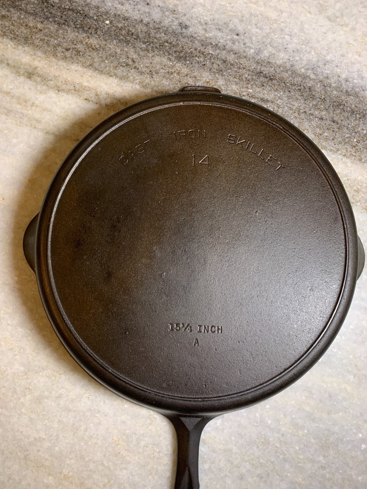 MASSIVE HUGE EXTRA LARGE Cast Iron Fry Pan Skillet #14 15.25" Wagner ...