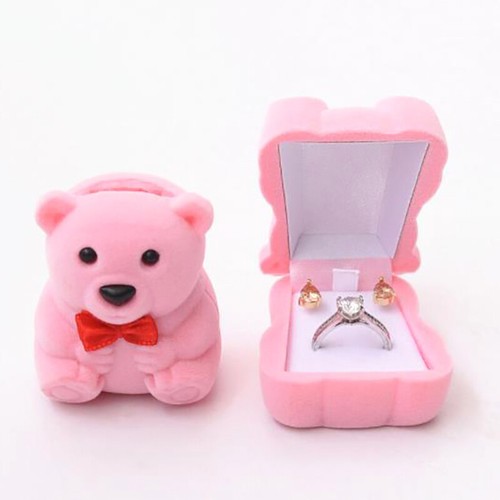 Velvet gift box cute bear jewelry box wedding ring box Necklace Ring ...