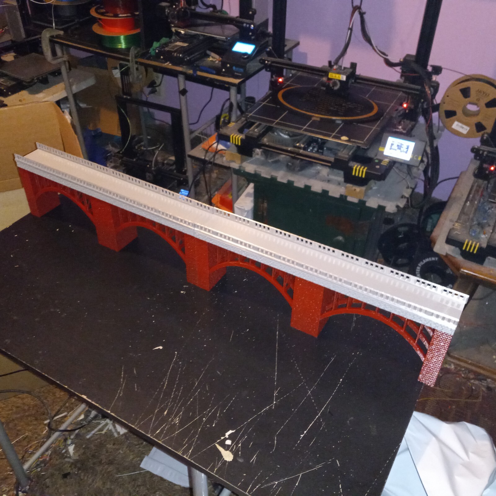 36" Big HO Scale two Lane Brick and steel Truss arch Bridge. CONECTABLE ...