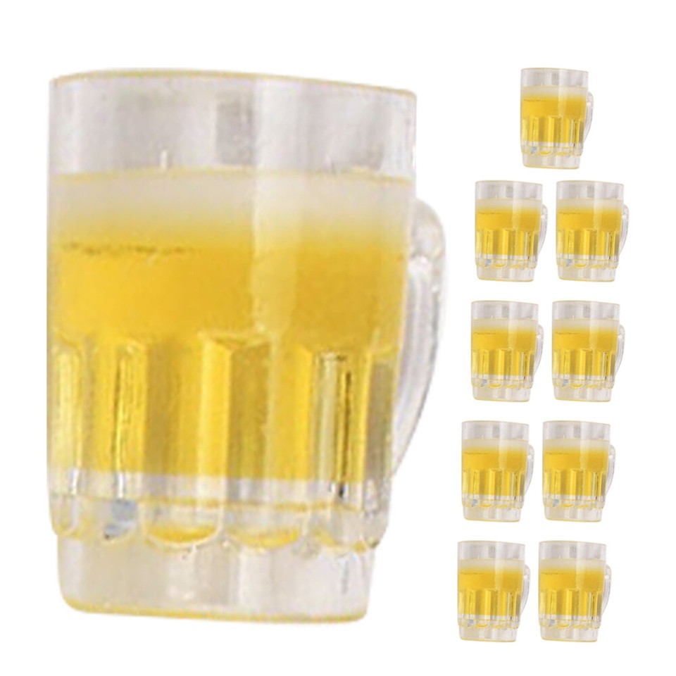 10Pcs Dollhouse Beer Mugs Miniature Beer Cups Dollhouse Mini Beer Mugs ...