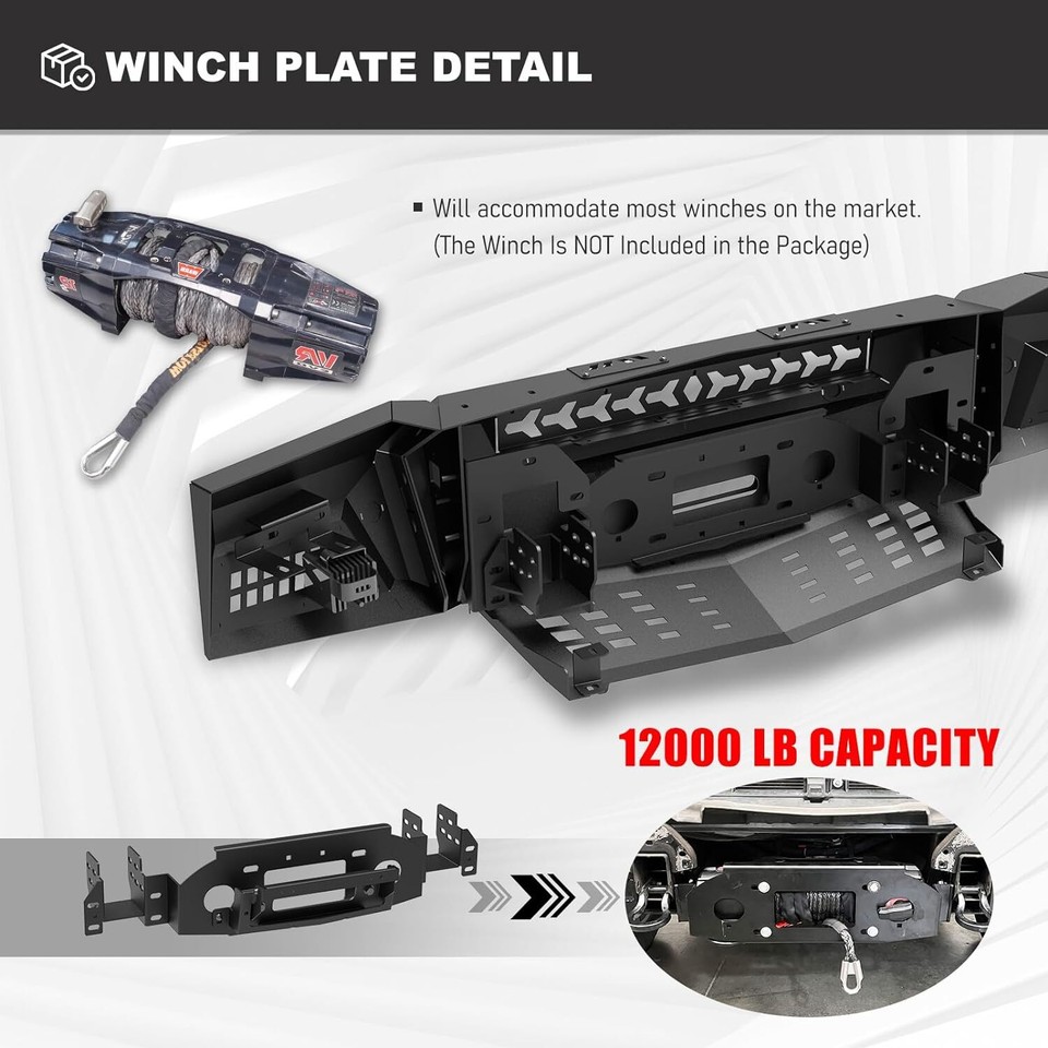 For 2019-2026 Chevy Silverado 1500 Steel Front Bumper Hidden Winch ...