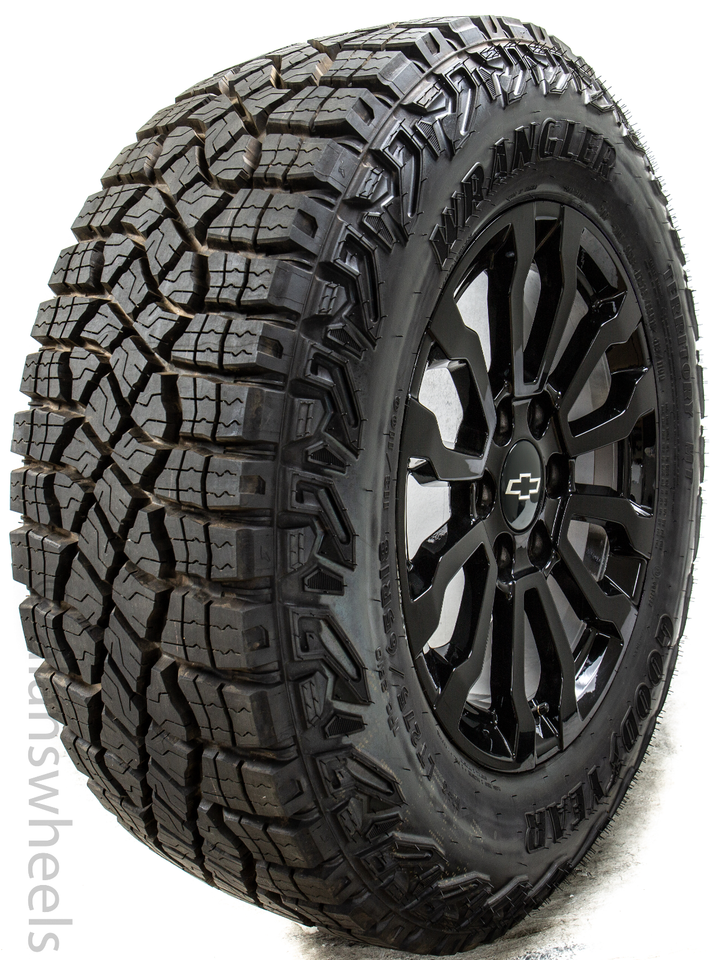 4 New Chevy Silverado Tahoe AT4 Replica 18” Black Wheels Rims Tires ...
