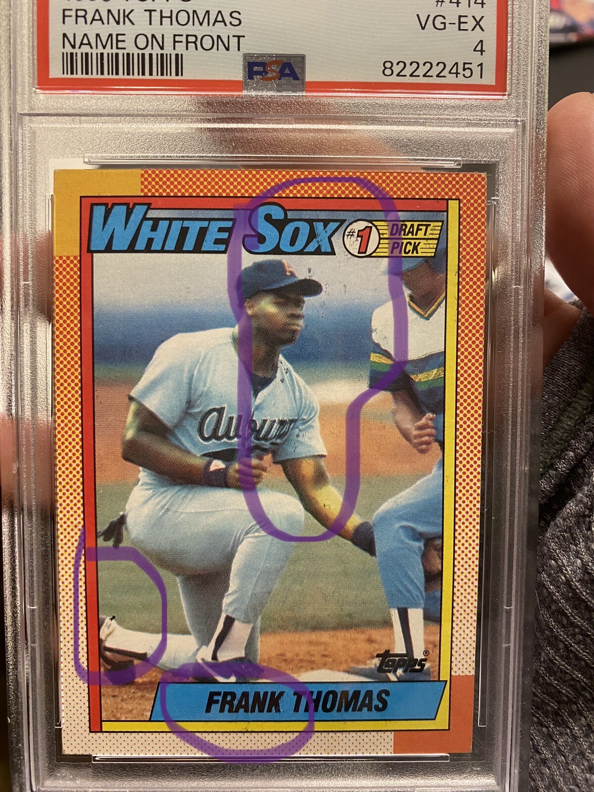 1990 topps frank thomas error #414 Name On Front One Of A Kind PSA | eBay