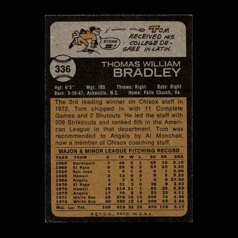 Tom Bradley 1973 Topps San Francisco Giants #336 Nice R303 | eBay