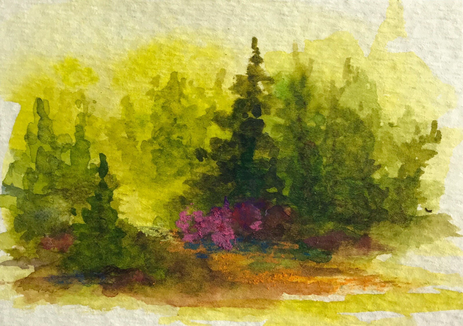 ACEO ATC Print “Forest Green” Landscape Forest Trees Art Trading Card ...