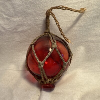 Vintage Japanese Fishing Float 5.5" Diameter Red Glass Fish Net Float ...